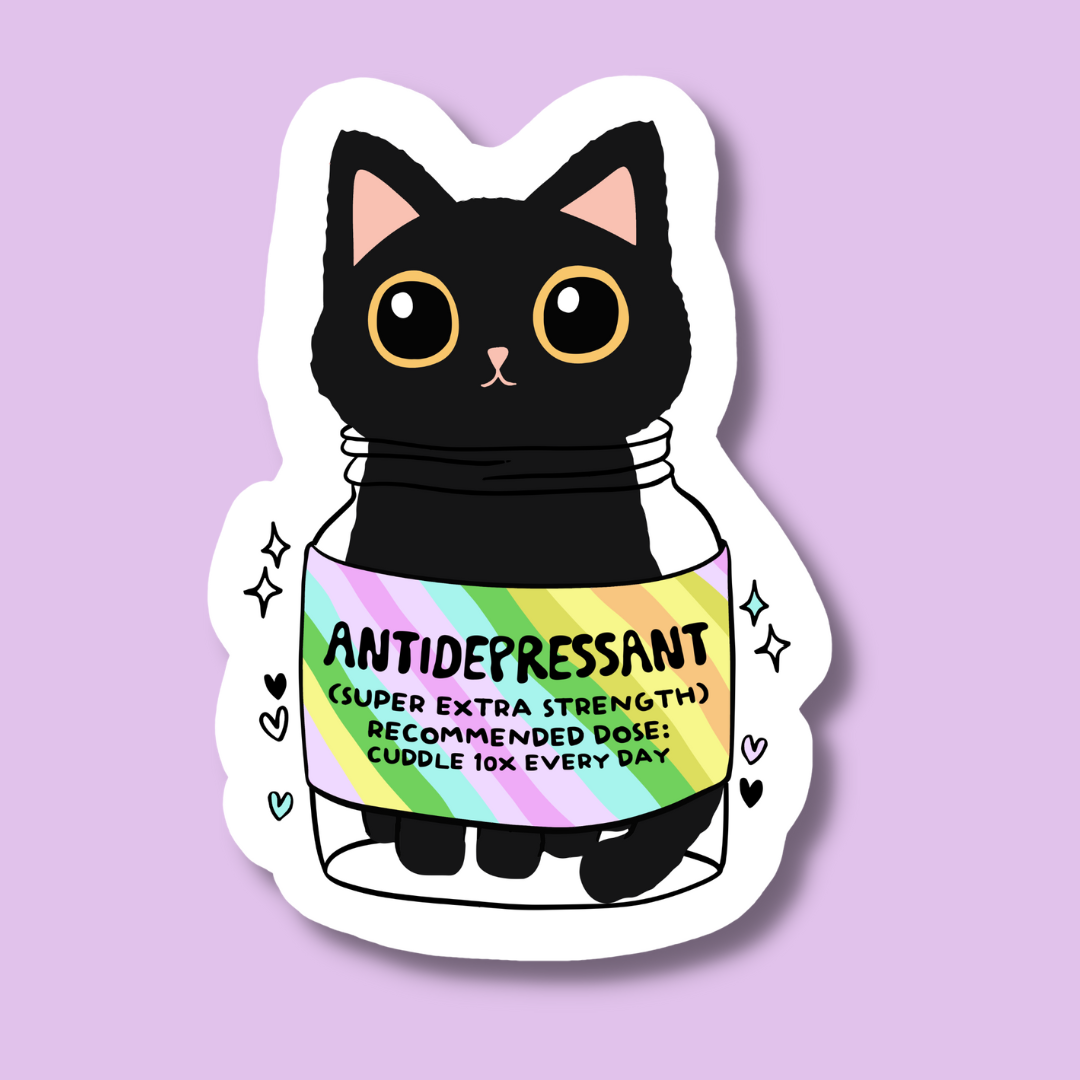 Antidepressant Prescription: Cat Cuddles Sticker – Mi Vida Uvalde