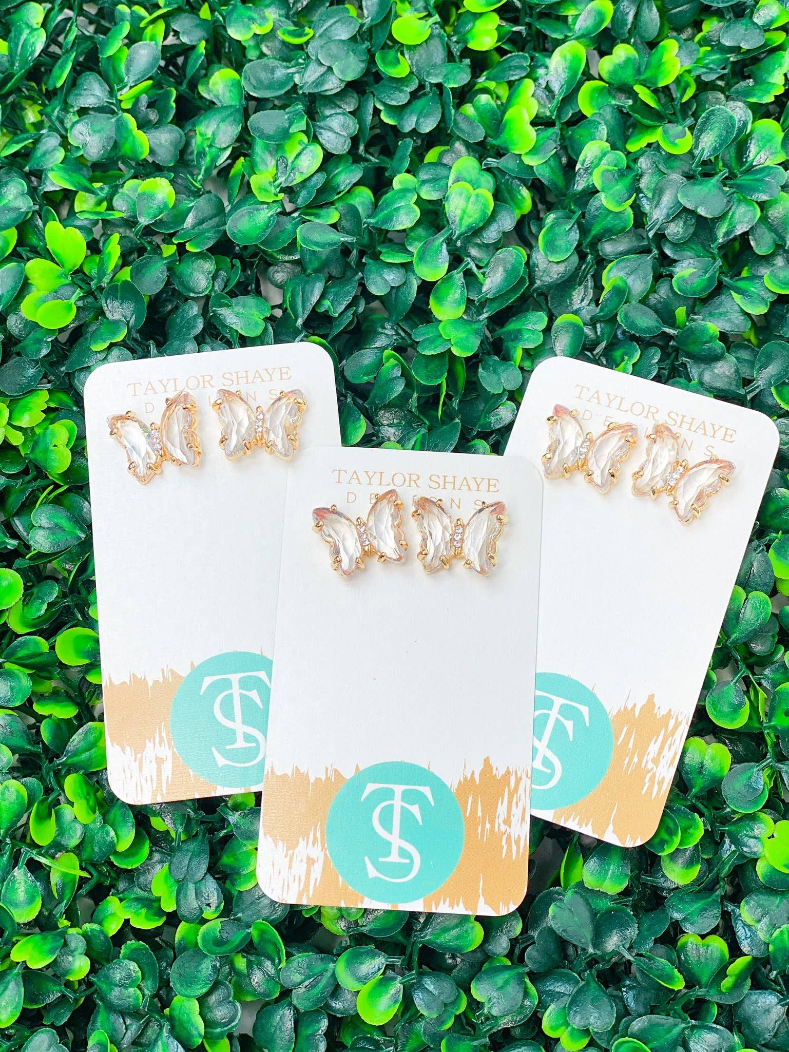 Colorful Crystal Butterfly Studs: Clear – Mi Vida Uvalde